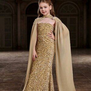 Alisa&Leo | Dresses | Gorgeous Champagne Gold Sparkly Sequin Gown For ...